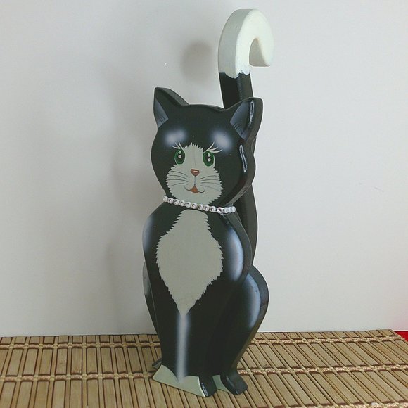 Accents | Painted Wooden Mcm Black Cat Letter Holder 11 | Poshmark